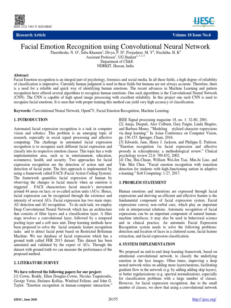 .Facial Emotion Recognition Using Convolutional Neural Network | PDF ...