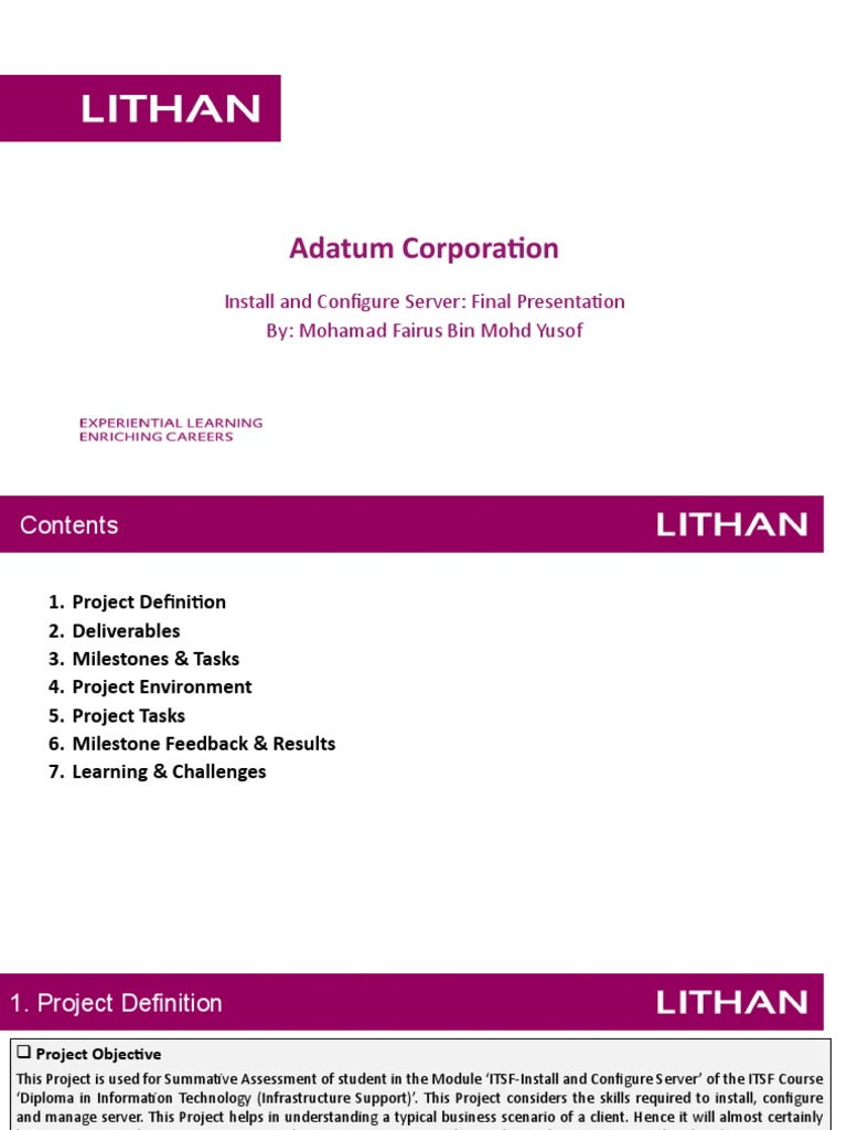 Adatum Corporation: Install and Configure Server: Final Presentation By ...