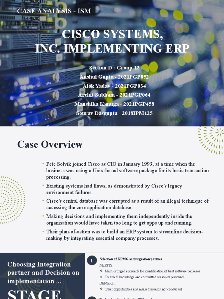 Cisco Systems, Inc. Implementing Erp: Case Analysis - Ism | PDF ...