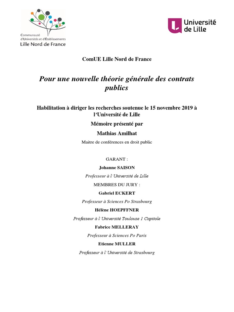 Mémoire HDR Mathias Amilhat | PDF | Théorie | Services publics