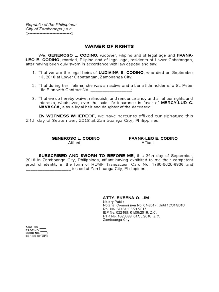 Waiver of Rights | PDF