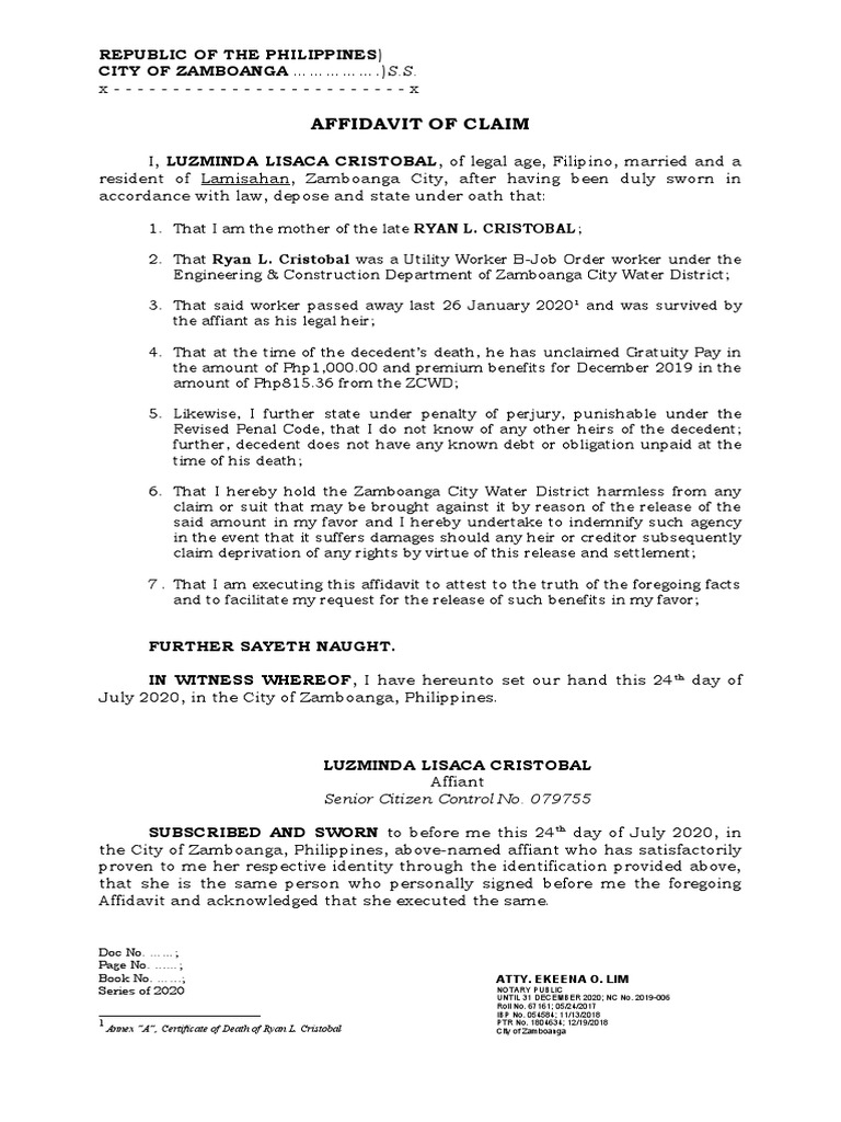 Affidavit of Claim | PDF | Affidavit | Justice