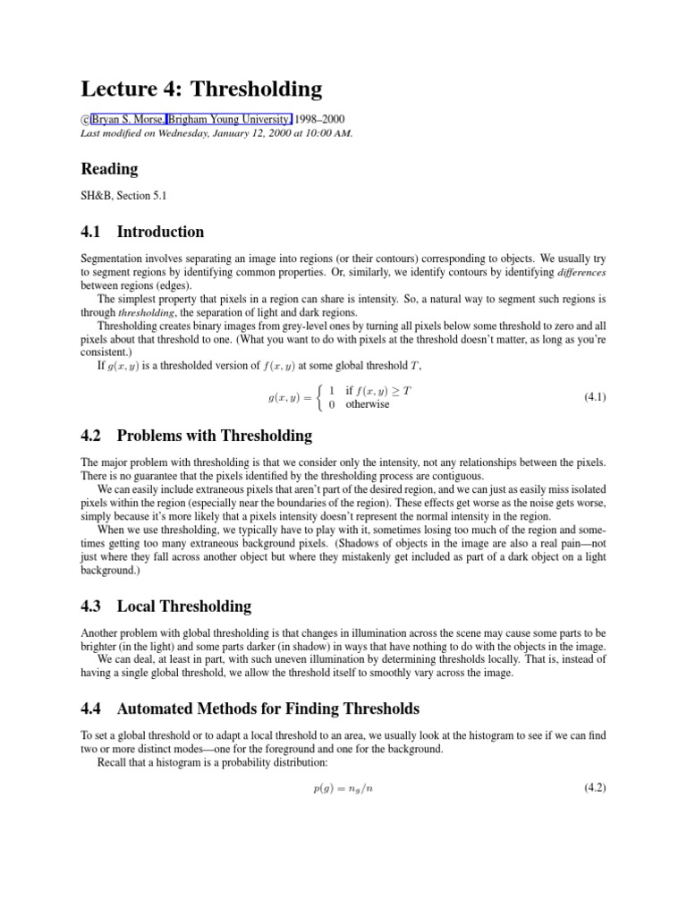 Otsu Method | PDF | Image Segmentation | Variance