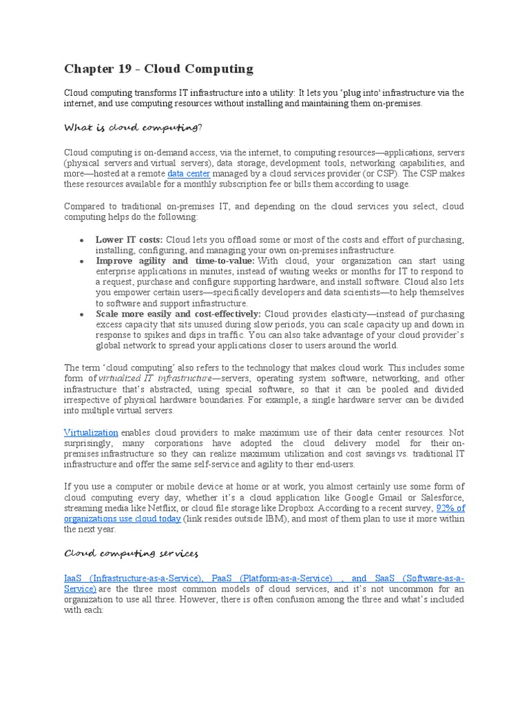 Chapter 19 - Cloud Computing | PDF | Cloud Computing | Software As A ...