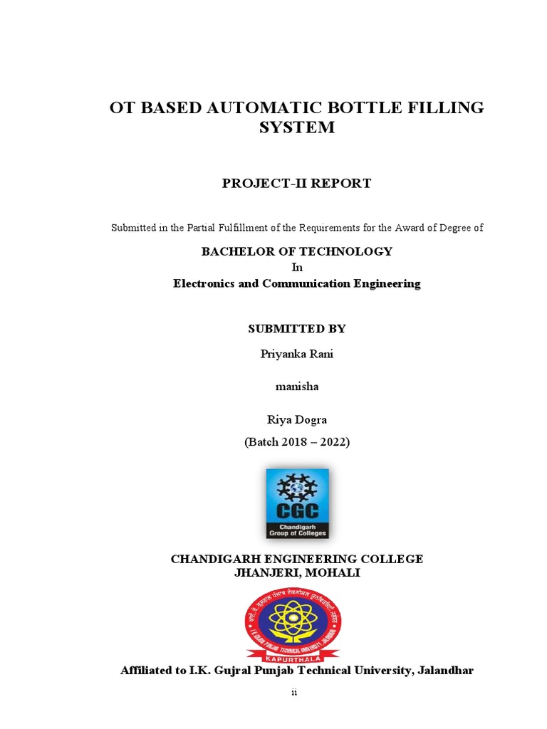 Automatic Bottle Filling Report | PDF | Programmable Logic Controller | Automation