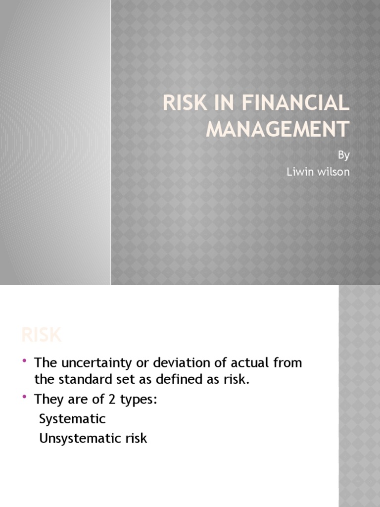 Risk in Financial Management | PDF