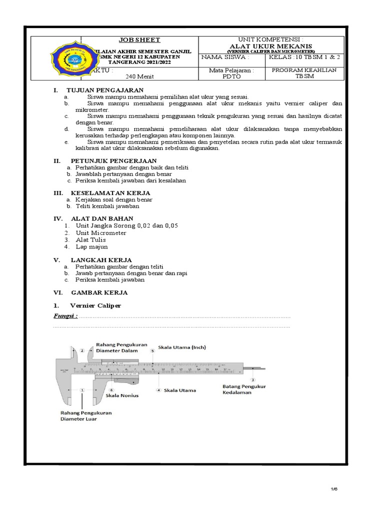 Dokumen - Tips - Job Sheet Micrometer Dan Jangka Sorong | PDF