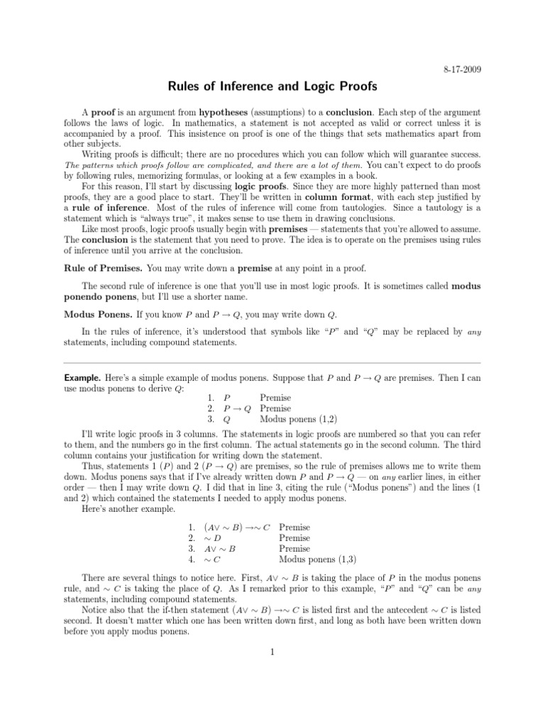 Rules of Inference | PDF | Argument | Inference