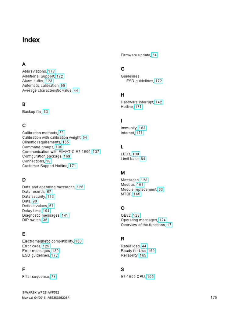 Manual SIWAREX WP521 WP522 en - PDF Page 175 | PDF