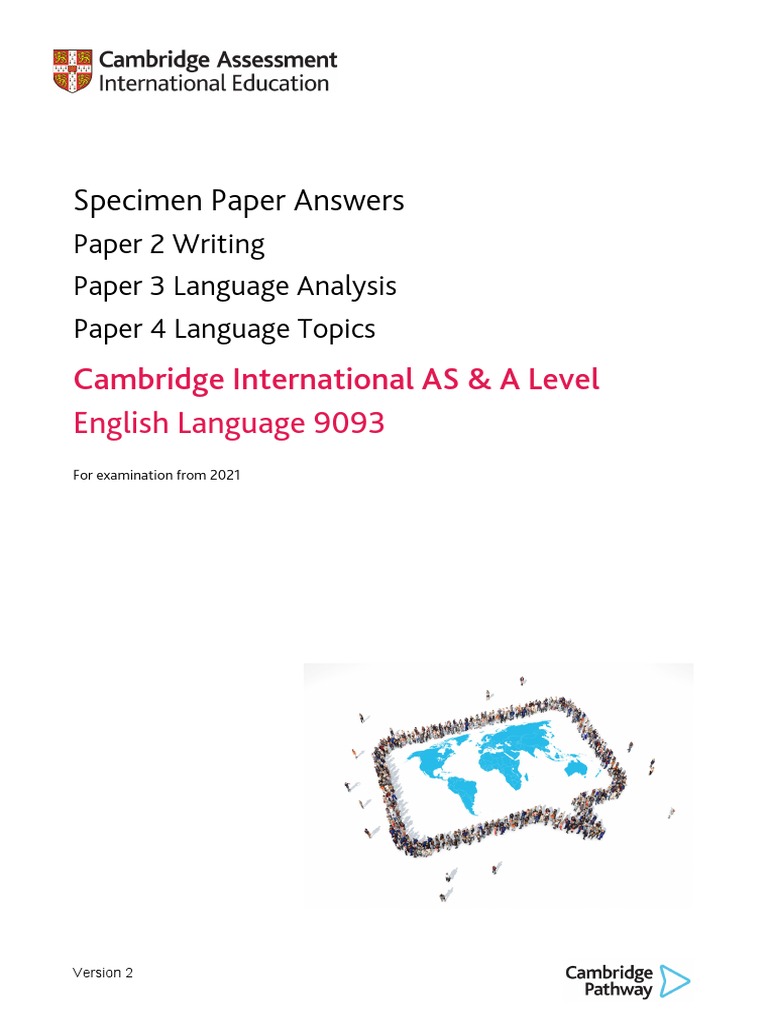 Specimen Paper Answers: Cambridge International AS & A Level English ...