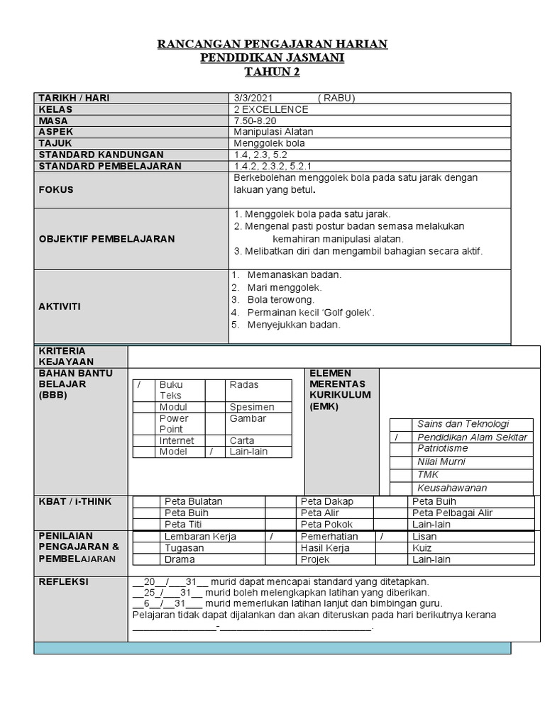 Manipulasi Alatan (Menggolek Bola) MINGGU 9 | PDF