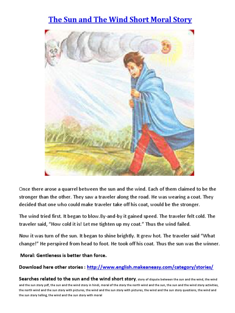 The Sun and The Wind Short Moral Story | PDF