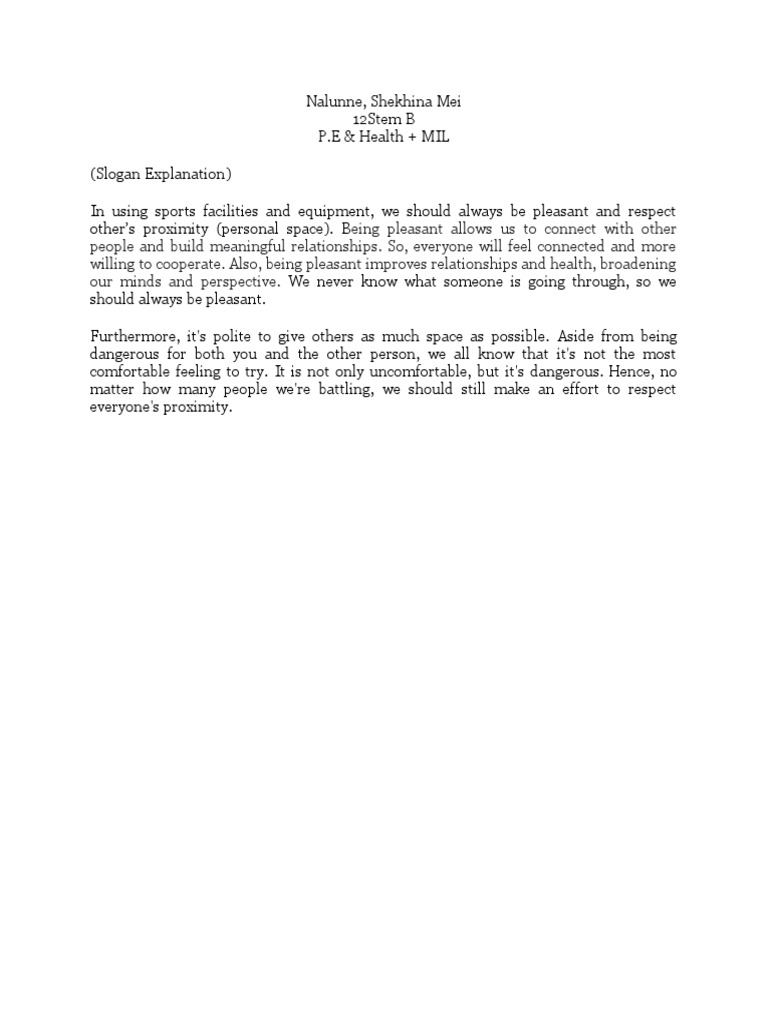 Pe Slogan Explanation | PDF