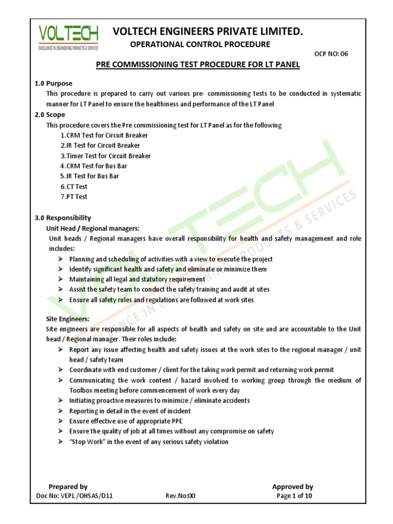 OCP - 06 LT Panel (SWGR) | PDF | Transformer | Occupational Safety And ...