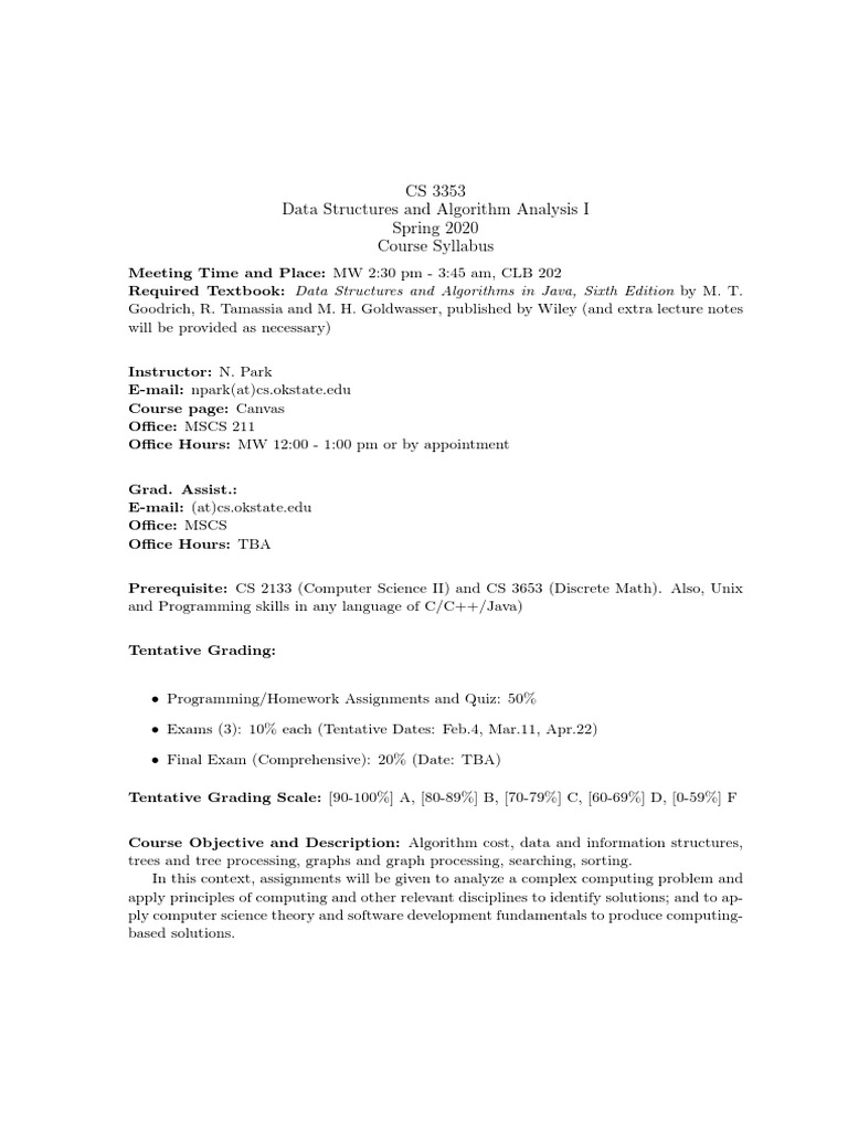 cs3353 Park | PDF | Computer Programming | Computer Science