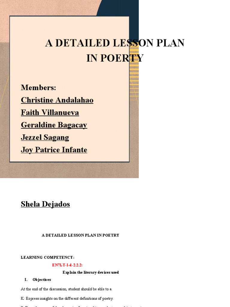 A Detailed Lesson Plan in Poerty | Download Free PDF | Lesson Plan | Poetry