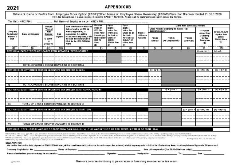 Singapore Appendix 8B For YA2021 | PDF | Taxation | Companies