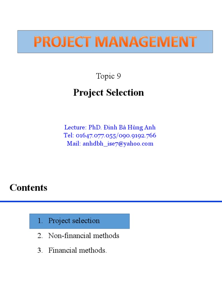 Ch9 Project Selection | PDF | Net Present Value | Internal Rate Of Return