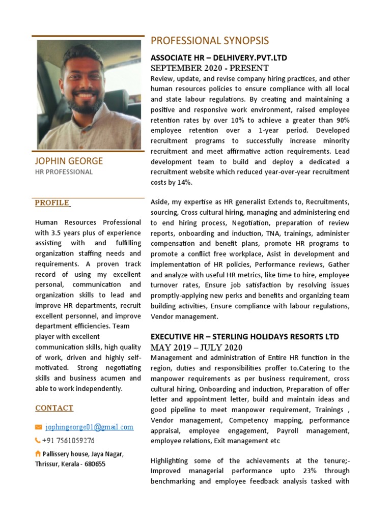 Professional Synopsis: Jophin George | PDF | Human Resource Management ...