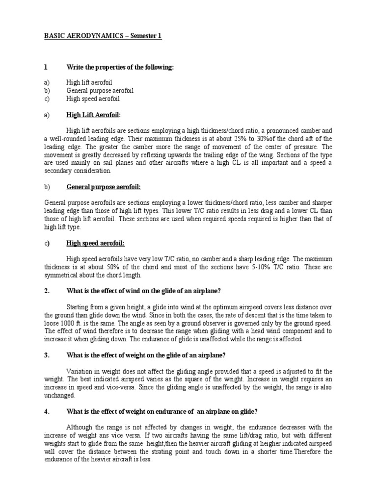 Basic Aerodynamics Sem1 | PDF | Airfoil | Drag (Physics)