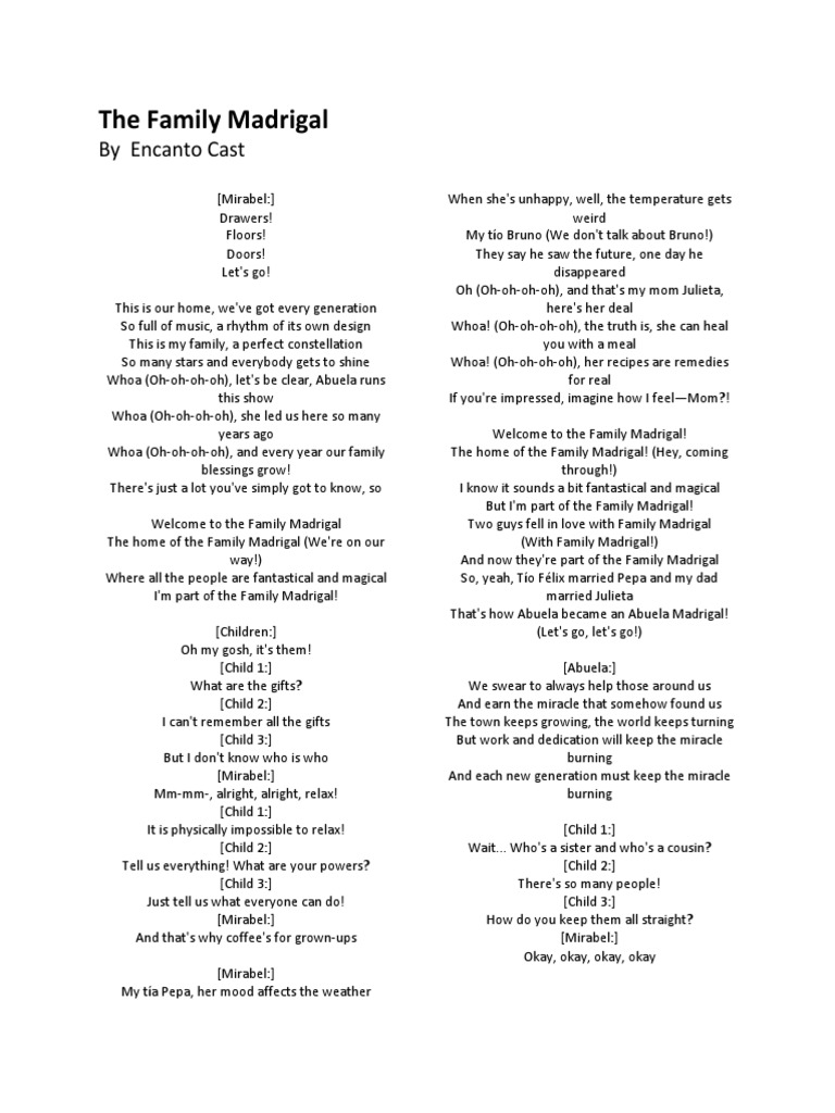 The Family Madrigal: by Encanto Cast | PDF