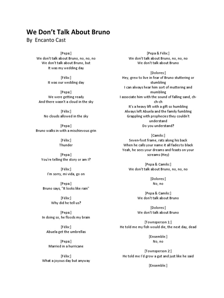 We Don't Talk About Bruno Lyrics | PDF