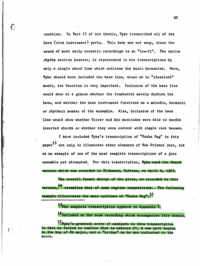 Analysis of King Oliver's "Snake Rag" Transcriptions | PDF | Jazz ...