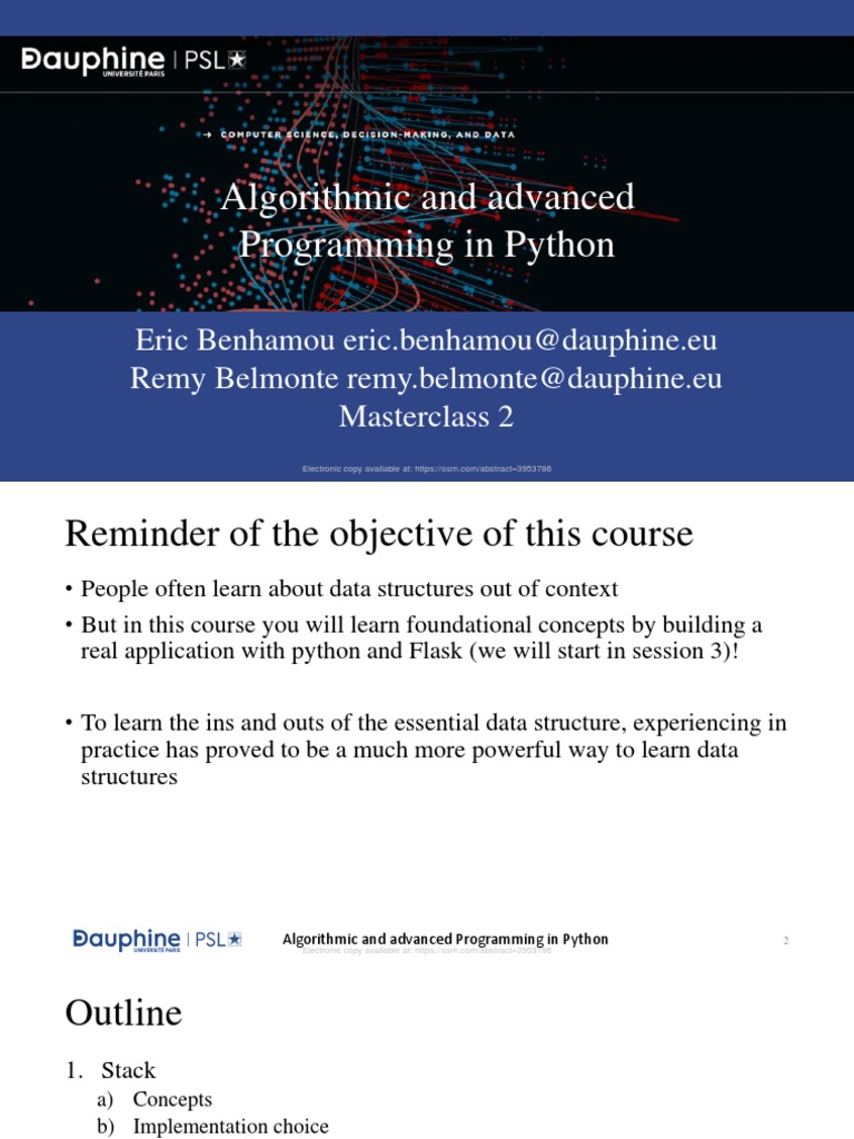Algorithmic and Advanced Programming in Python - Syllabus in Computer ...