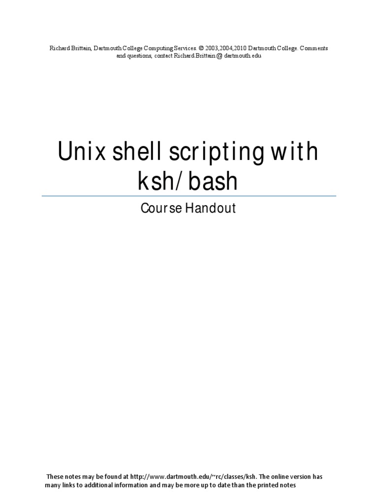 Unix Shell Scripting With Kshbash Pdf Command Line Interface