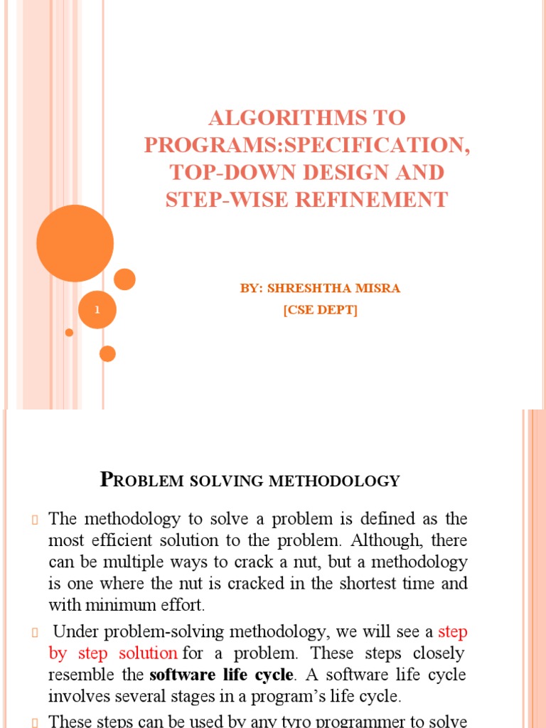 Algorithms To Programsspecification Top Down Design And Step Wise Refinement Descargar 
