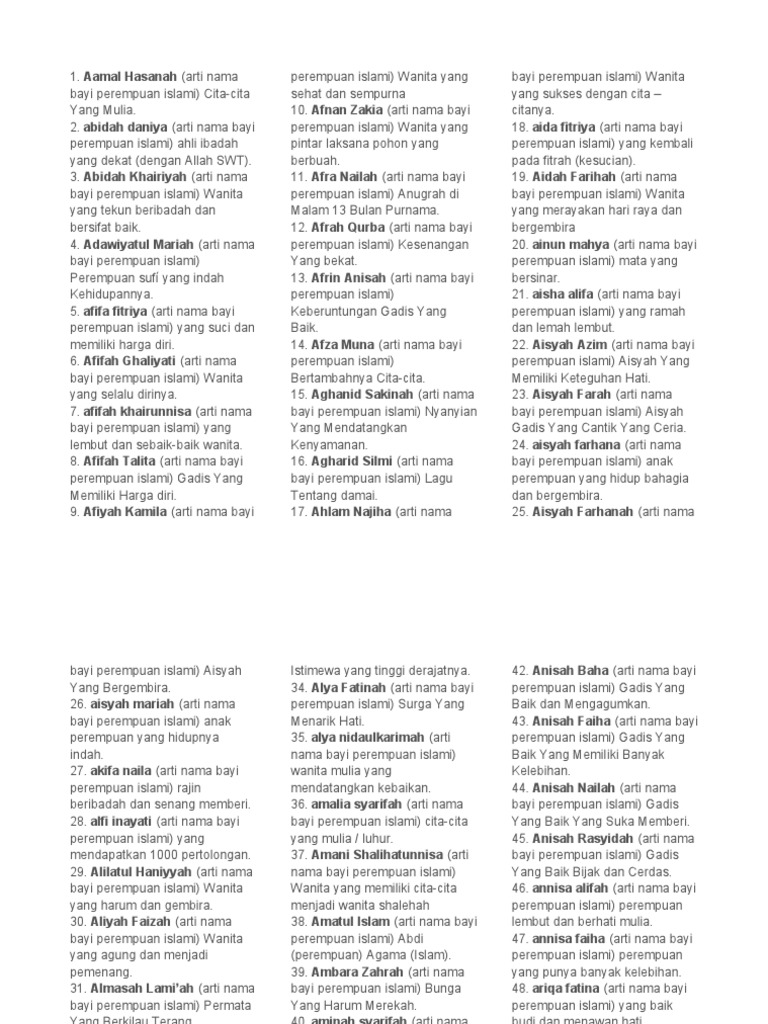 Contoh Nama Bayi Lengkap | PDF