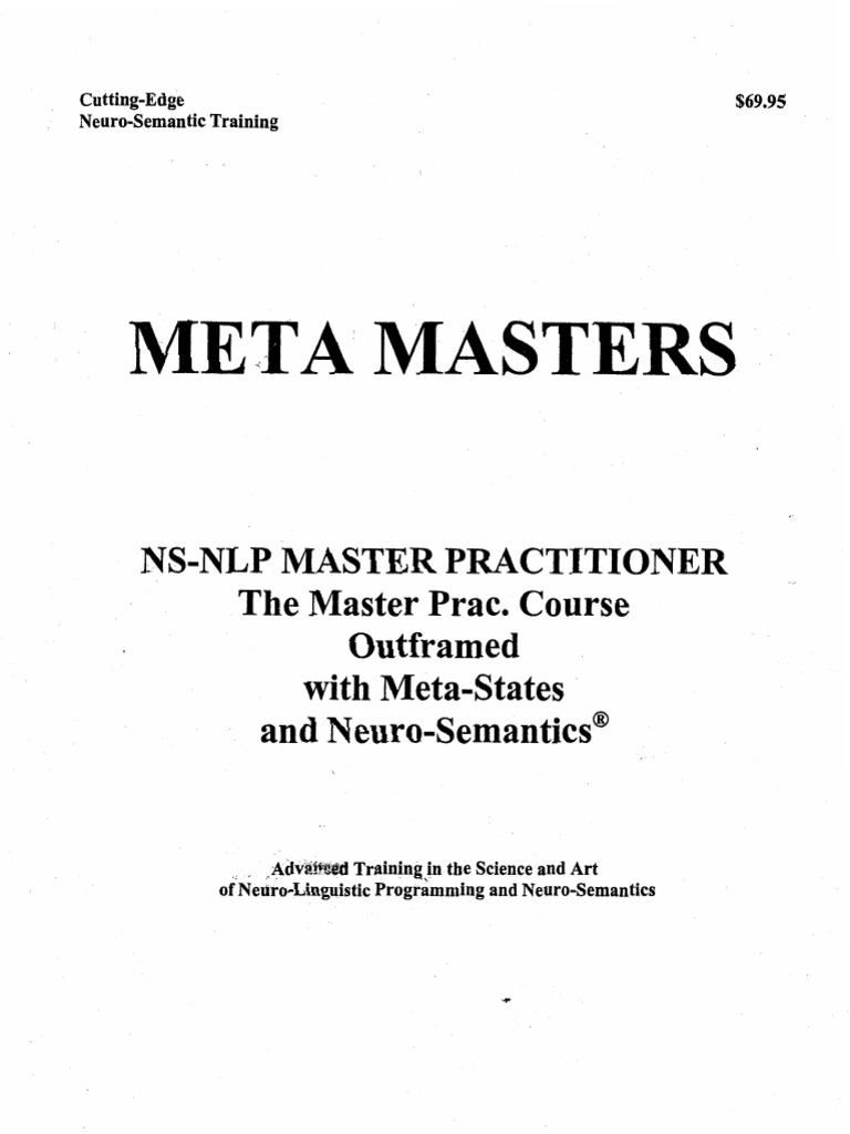 NLP Meta Masters NS NLP Master Practitioner Course - Michael Hall | PDF | Neuro Linguistic ...