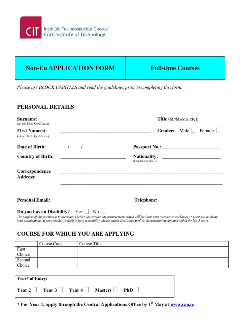 Non-Eu Application Form Feb 2011 | PDF | Passport | Birth Certificate