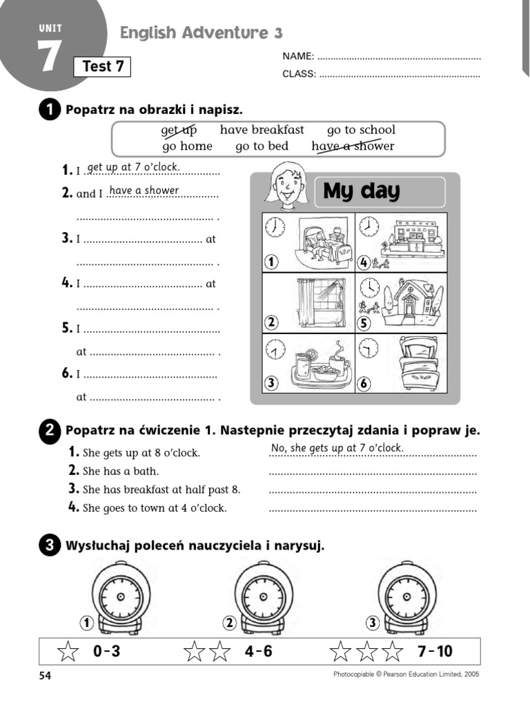 English Adventure 3 Unit Test 7 | PDF