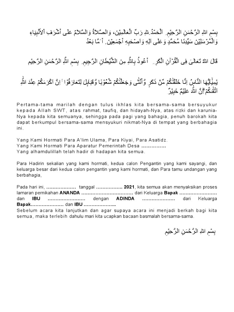 Teks MC Lamaran | PDF