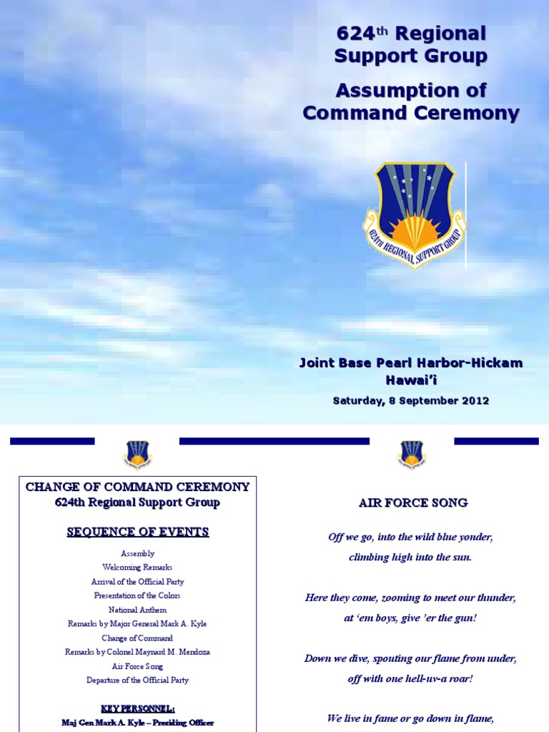 624 Regional Support Group Assumption of Command Ceremony | PDF ...