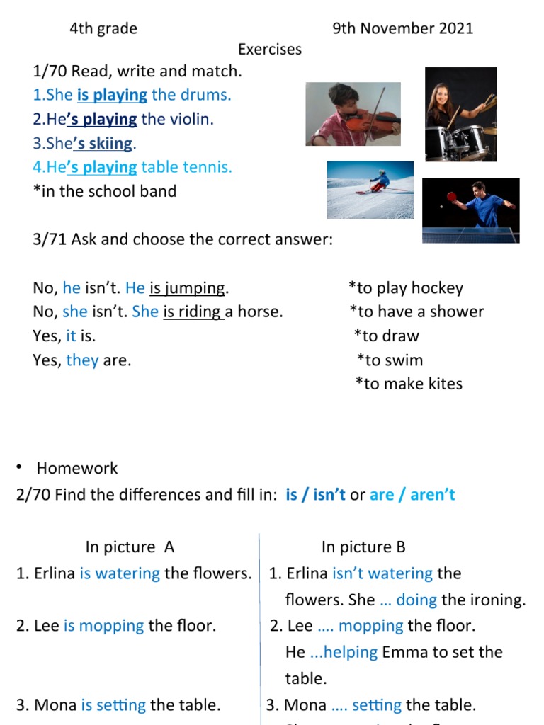 4th Grade Present Continuous | PDF