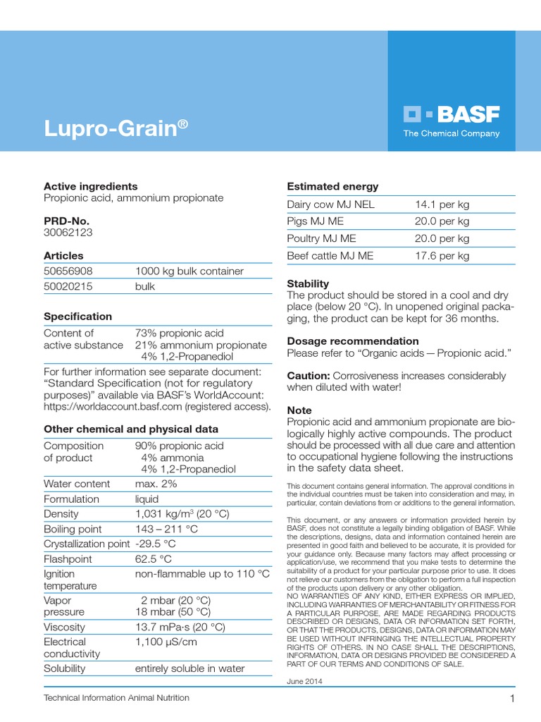 Lupro-Grain: Active Ingredients PRD-No. Articles Estimated Energy | PDF ...