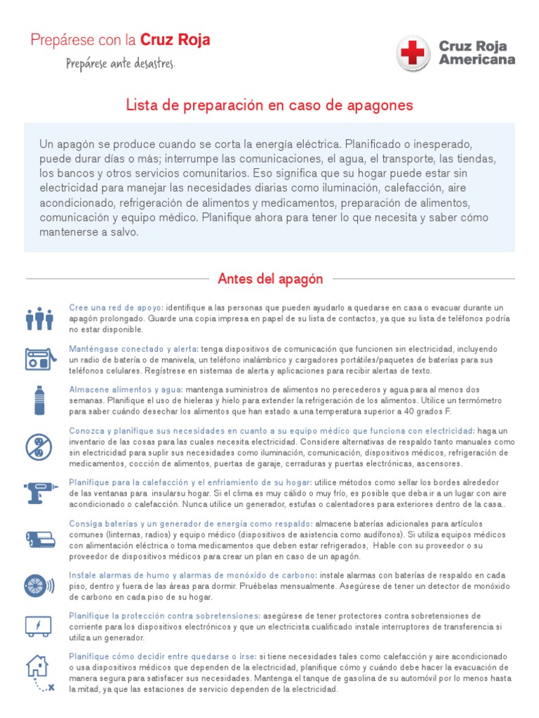 ES Power Outage Checklist | PDF | Horno | Alimentos
