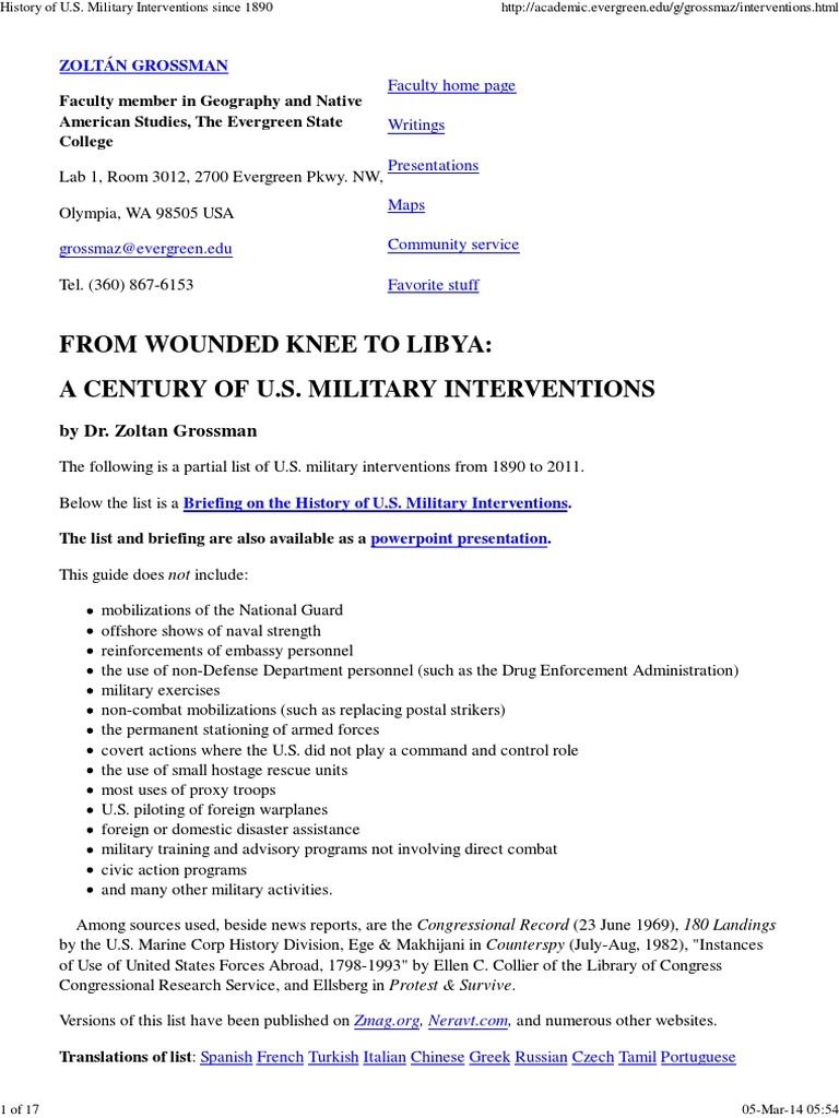 U.S. Military Interventions 1890-2011 | PDF | Iraq | Central ...