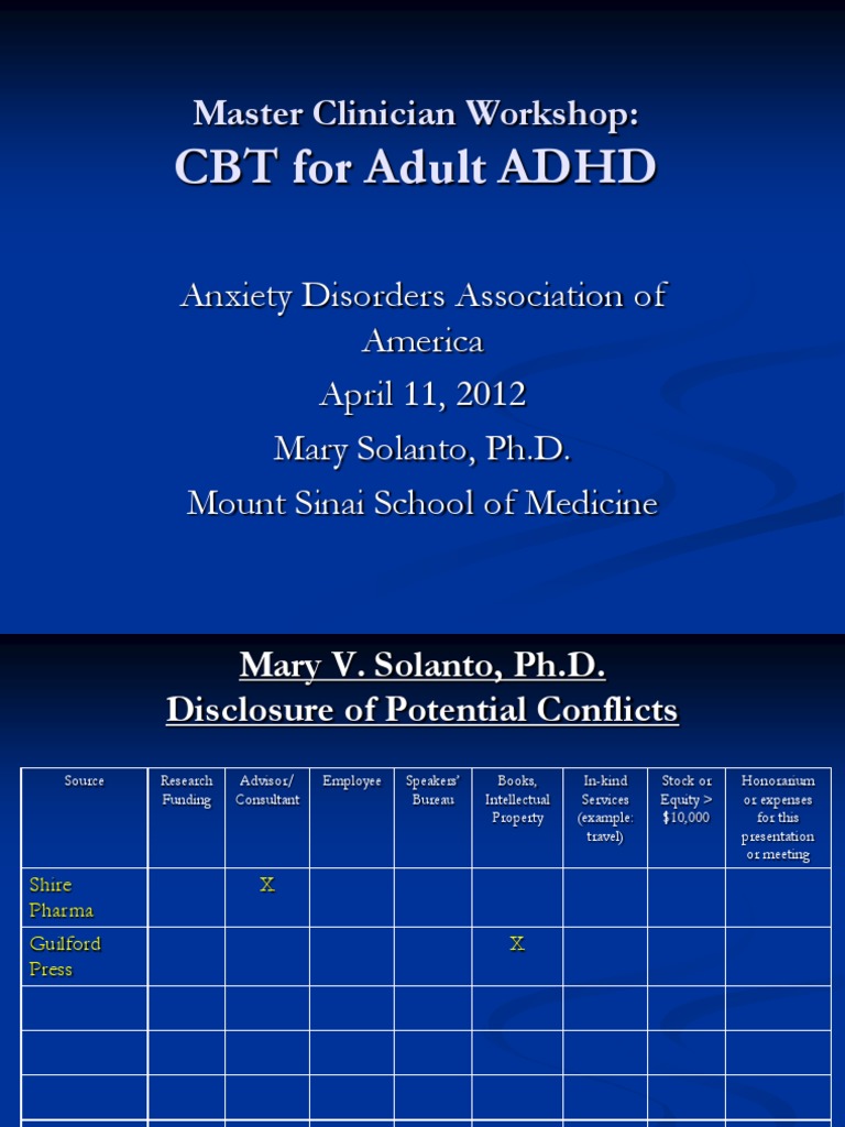 Solanto - CBT For Adult ADHD | PDF | Cognitive Behavioral Therapy ...