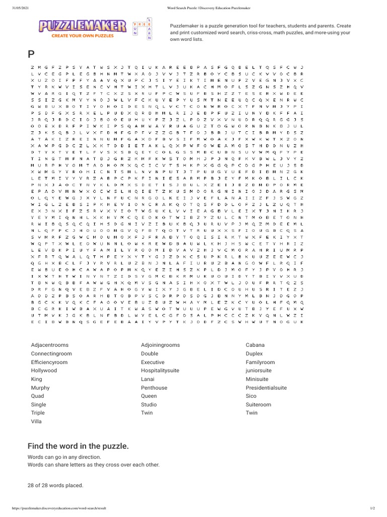 Types of Rooms | PDF | Word Search | Word Puzzles