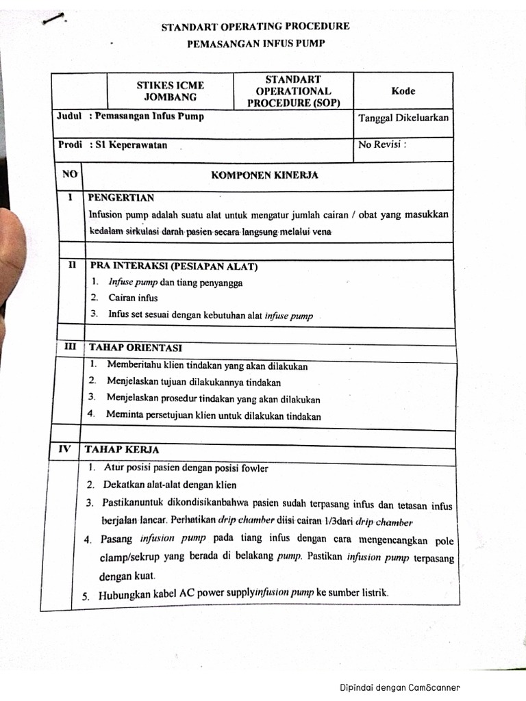 Sop Infus Pump | PDF