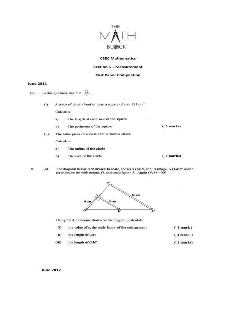 Measurement Past Papers | PDF