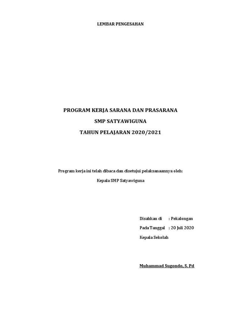 Contoh Program Sarana Dan Prasarana (SARPRAS) | PDF