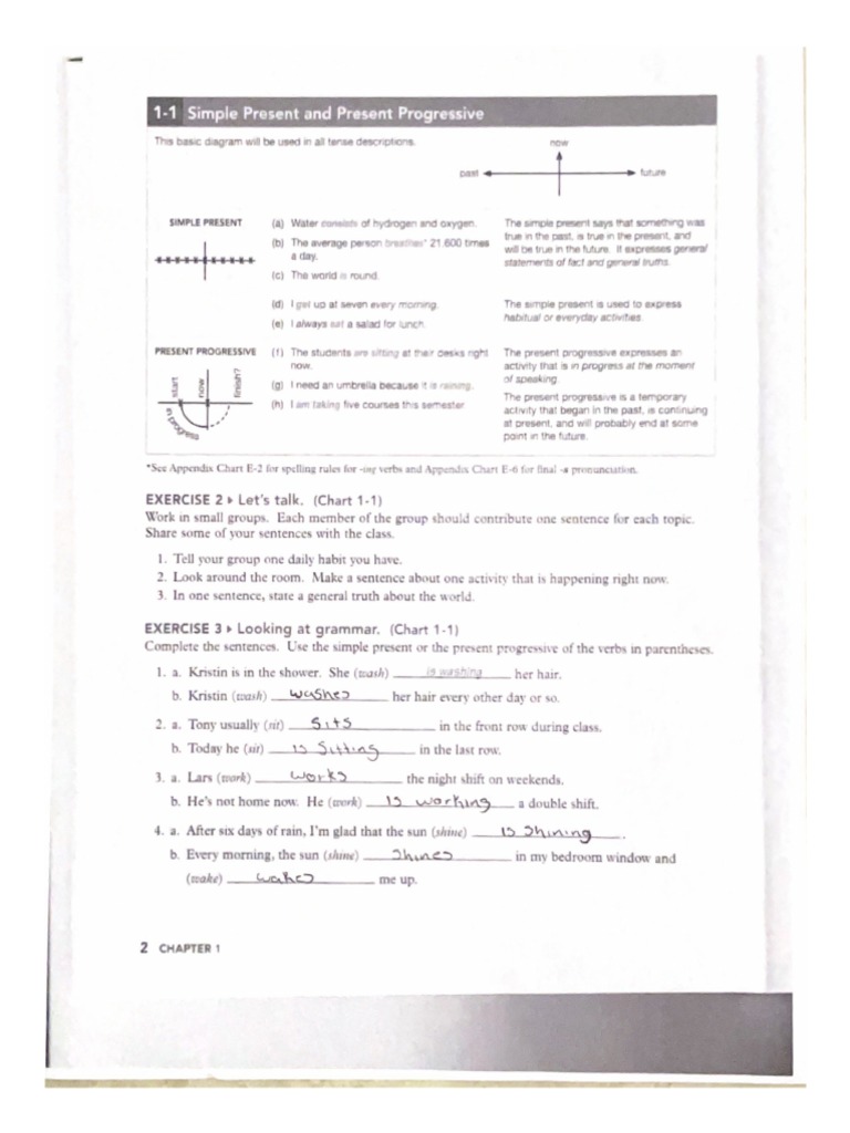 Simple Present and Present Progressive Answer Key | PDF