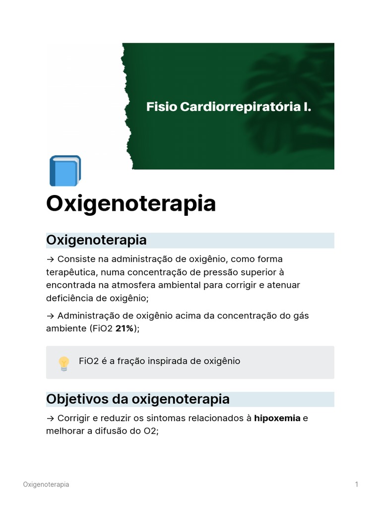 Os tipos e objetivos da oxigenoterapia: um guia sobre a administração ...
