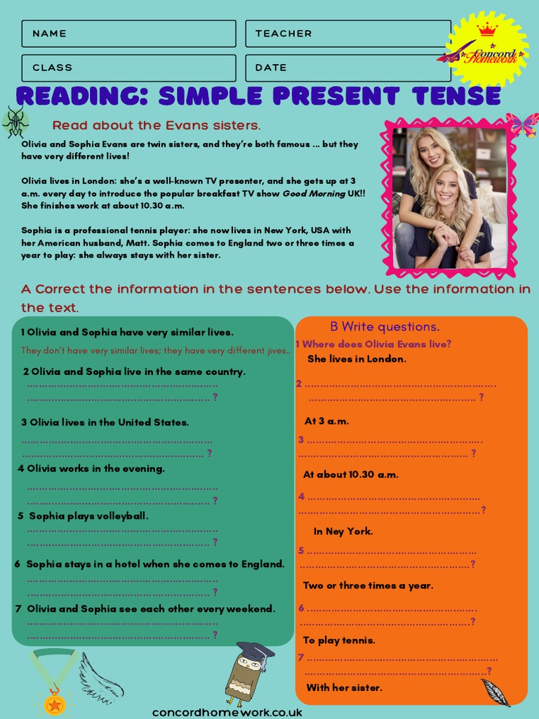 Simple Present Tense Reading, Listening and Grammar Worksheet | PDF ...