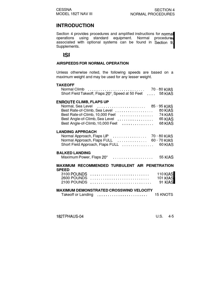 Cessna 182T Normal Procedures Guide | PDF | Flap (Aeronautics) | Throttle