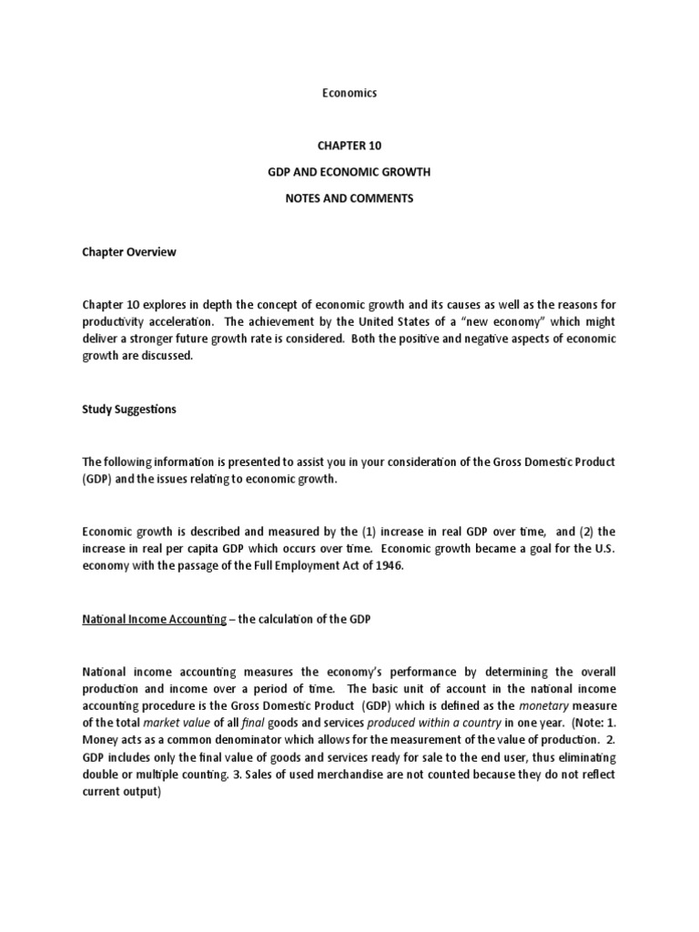 GDP and Economic Growth Notes and Comments | PDF | Economic Growth ...